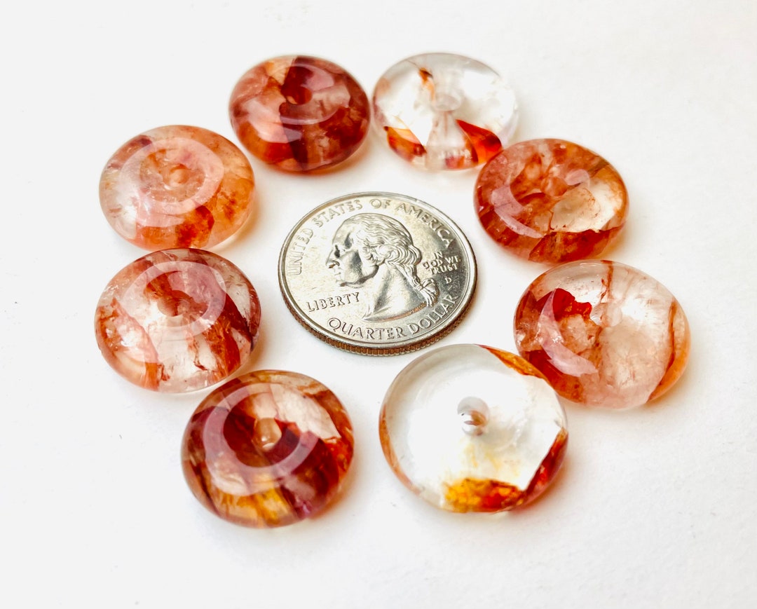 Fire Quartz Crystal Donut 1 Fire Quartz Donut, Round Carved Stone Mini ...