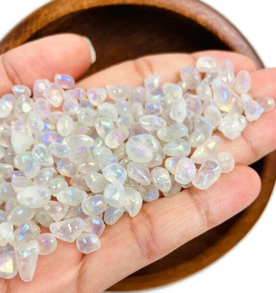 Angel Aura Quartz Crystal Chips (100G) Tumbled Rainbow Aura Crystal ...