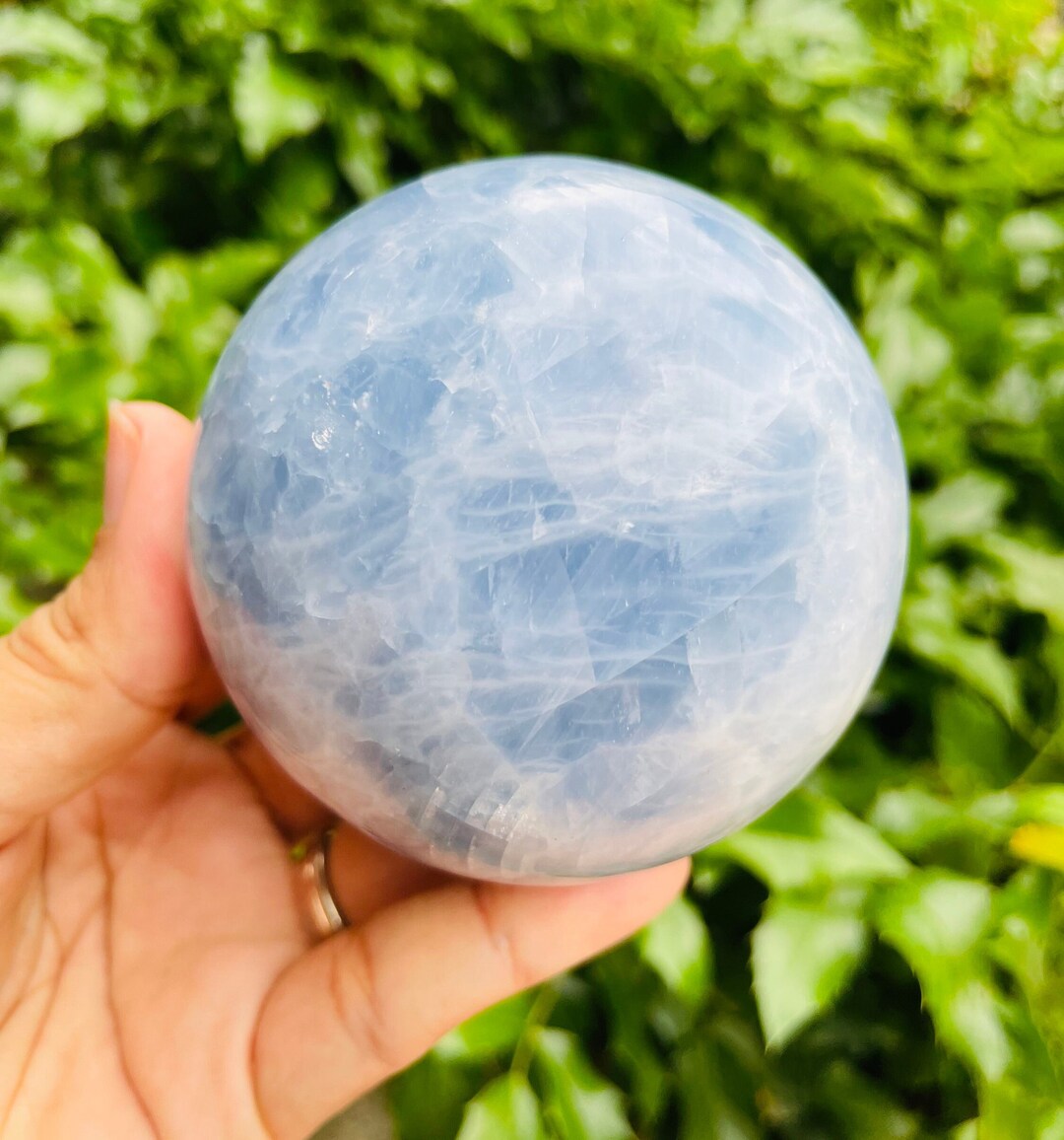 Blue Calcite Crystal Sphere 637 Grams XXL Jumbo Calcite Gemstone Sphere ...