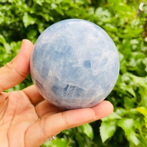 XXL Blue Calcite Crystal Sphere: Polished Gemstone (637 Grams, 76mm) - Etsy