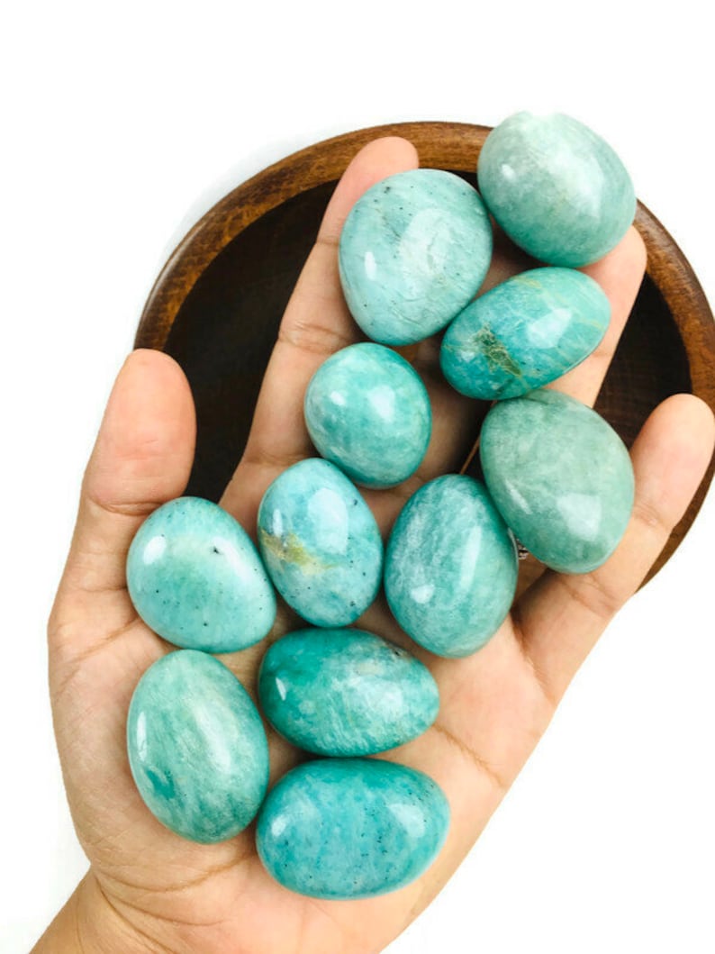Amazonite Crystal (1) Large Round Tumbled Stone Natural Gemstone (ONE ...