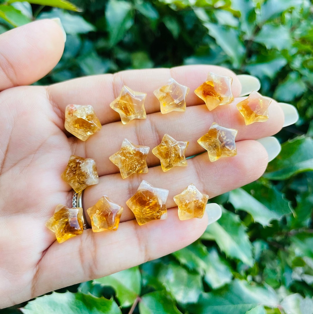 Citrine Crystal Star (1) Micro Citrine Star Carved Tumbled Stone Mini ...