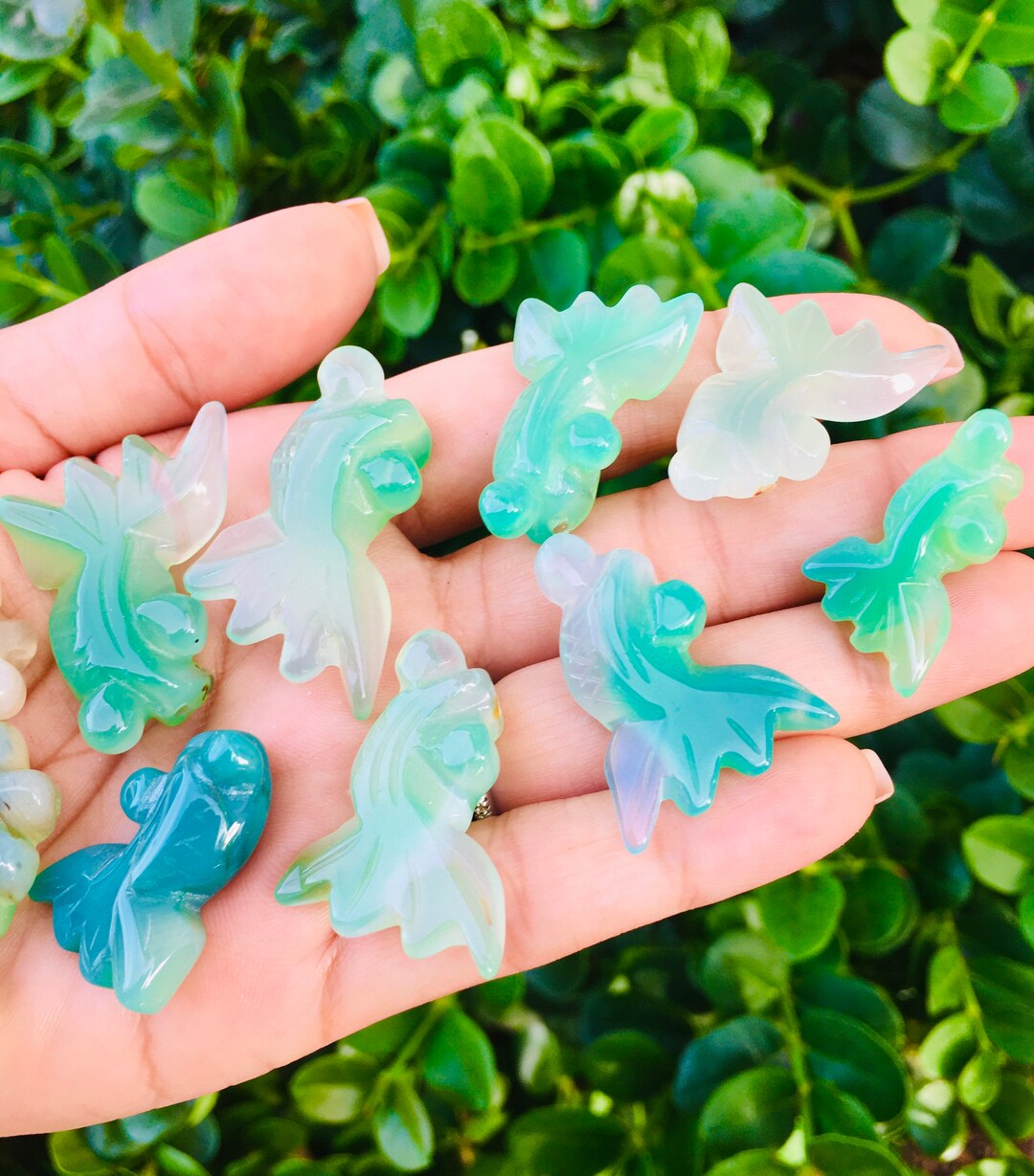 Ágata Goldfish Crystal 1 GREEN Agate Stone ONE Crystal - Etsy España