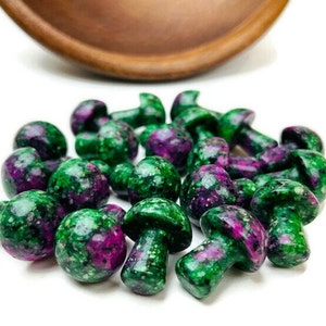 Ruby Zoisite Mushroom (1) Ruby Zoisite Crystal , Mini Mushroom XXS Pink Green Ruby Zoisite ...