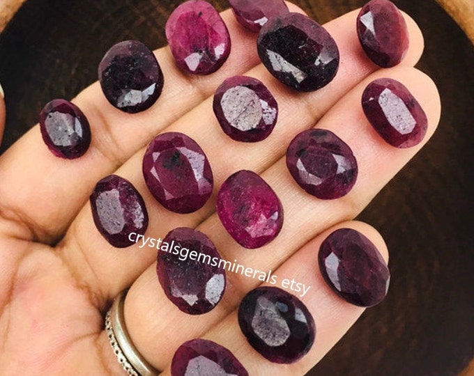 Small Red Ruby Crystal: XS Faceted Oval Ruby Polished Gemstone (12-16mm ...