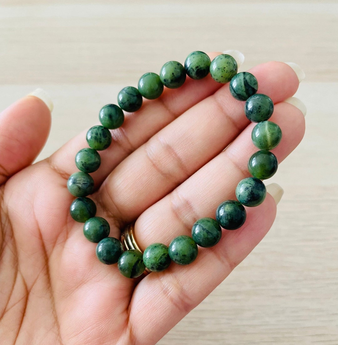 Green Australian Jade Crystal Bracelet: Beaded Gemstone Jewelry - Etsy