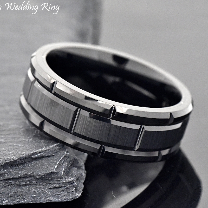 Tungsten Brick Pattern Ring - Etsy