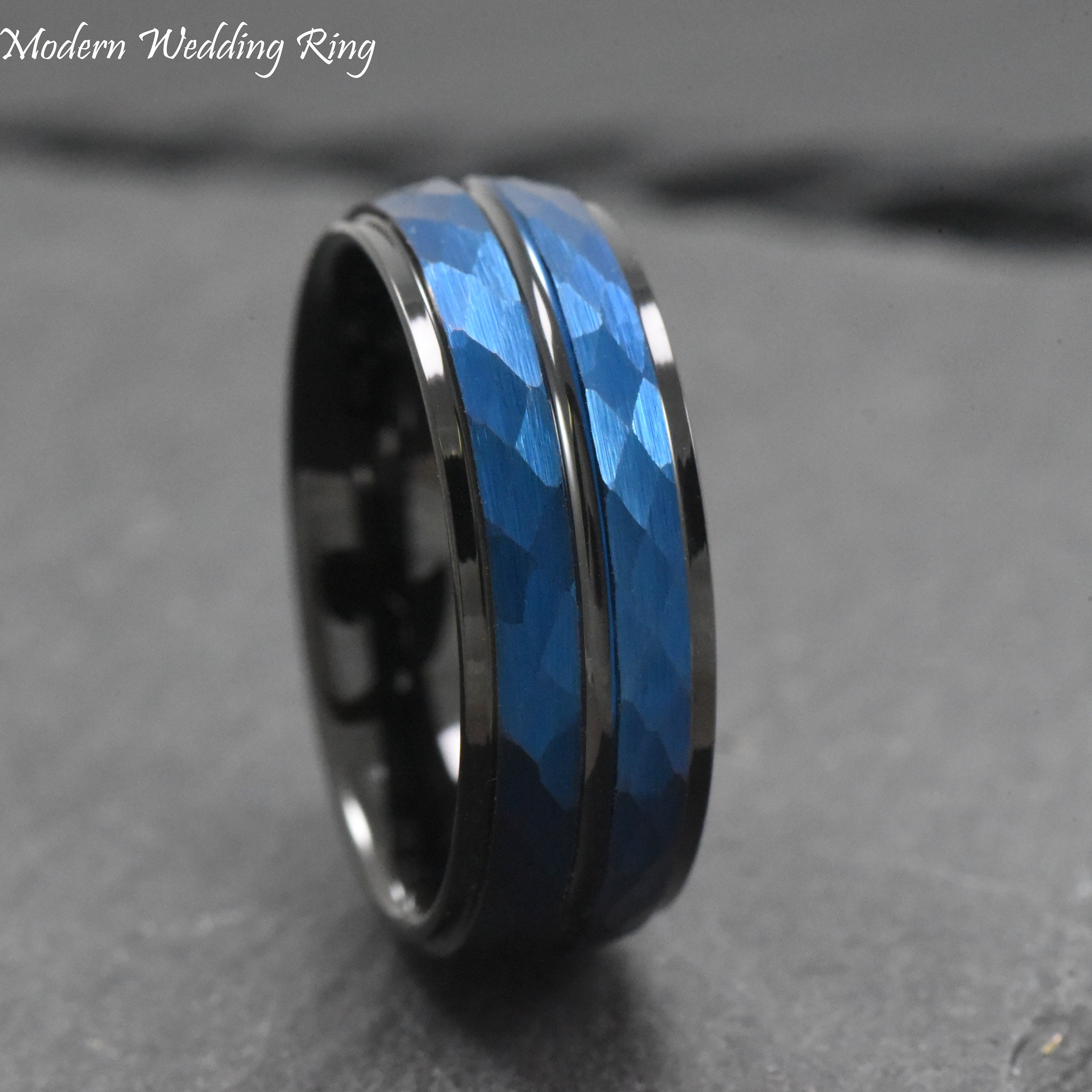 Mens Band Blue Wedding Band Blue Wedding Band Men Unique | Etsy