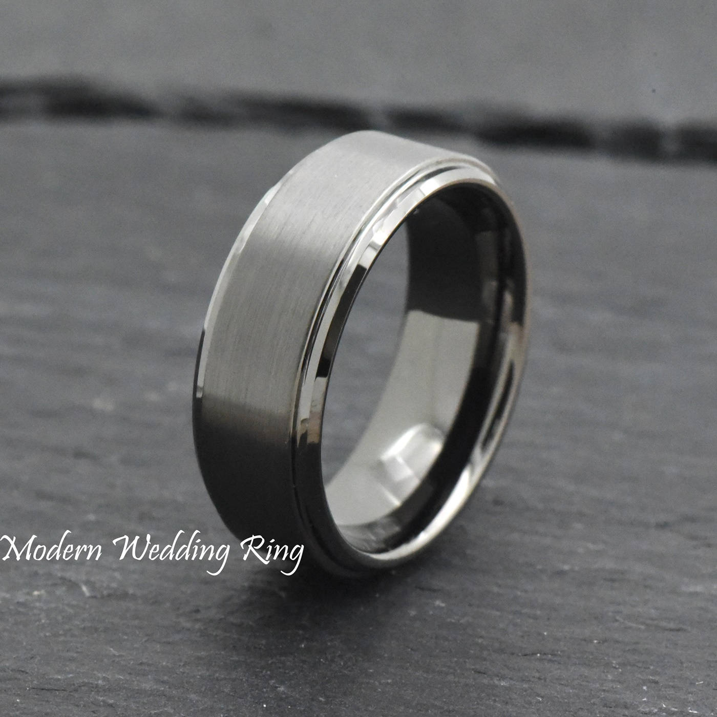 Dark Grey Wedding Band Gunmetal Color Men's Wedding Band | Etsy