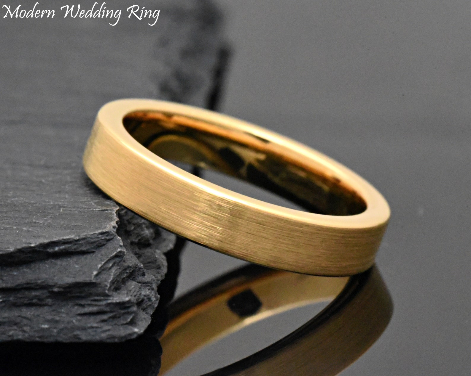 6mm Pipe Cut Gold Ring Men's Gold Tungsten Band - Etsy