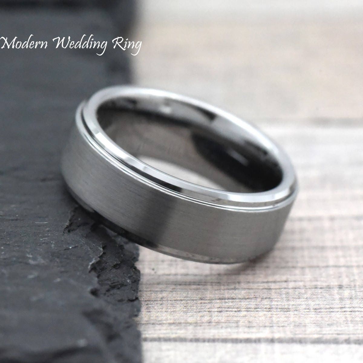 Dark Grey Wedding Band Gunmetal Color Men's Wedding Band | Etsy