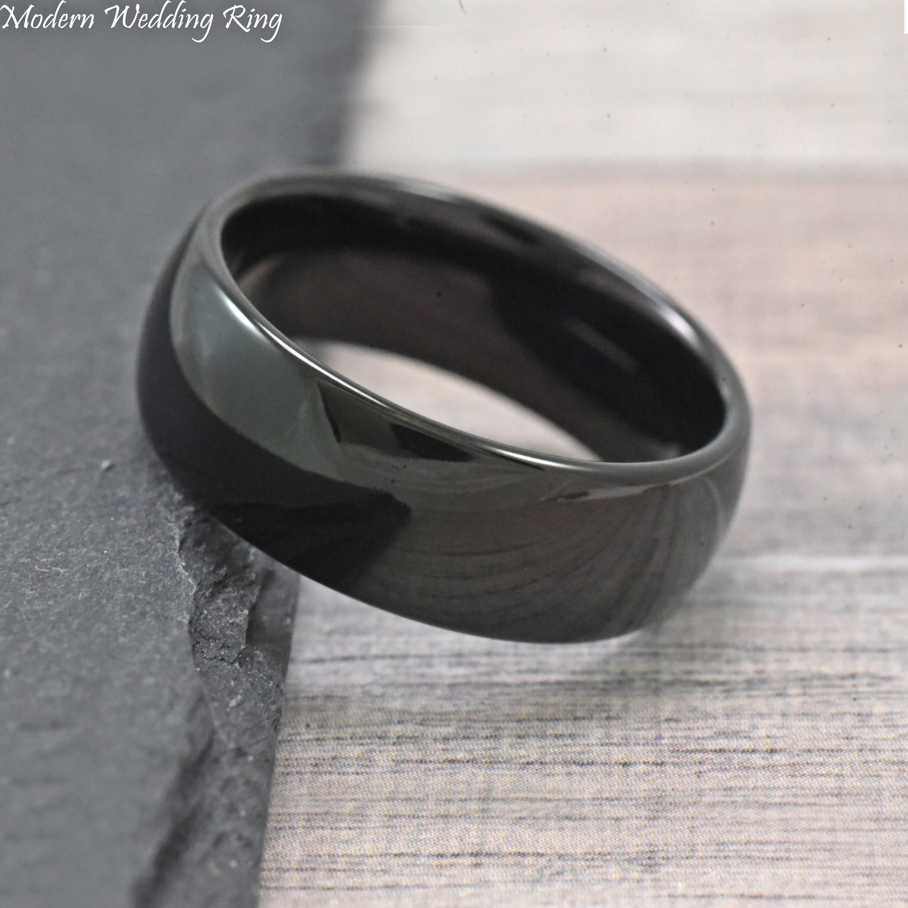 Men's Classic Domed Wedding Band Unique Dark Gray Color | Etsy