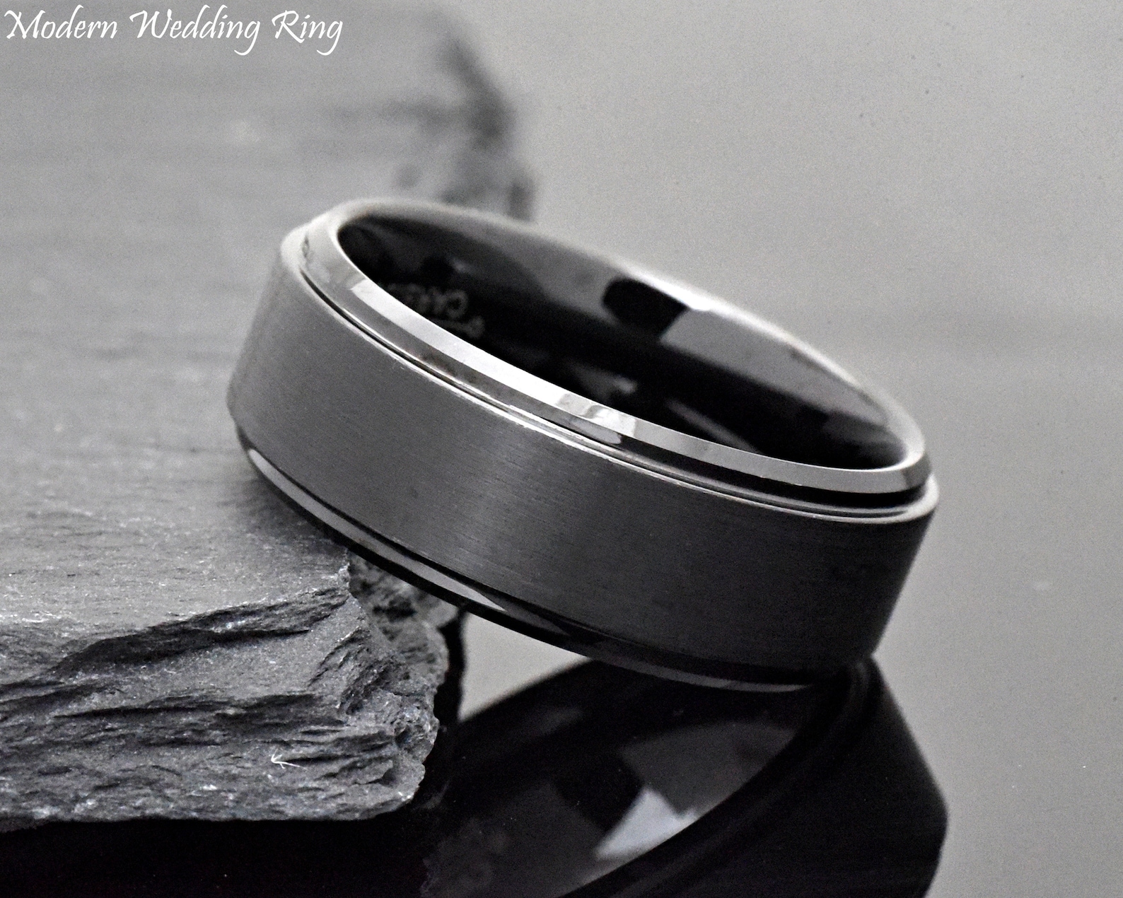 Dark Grey Wedding Band Gunmetal Color Men's Wedding Band - Etsy