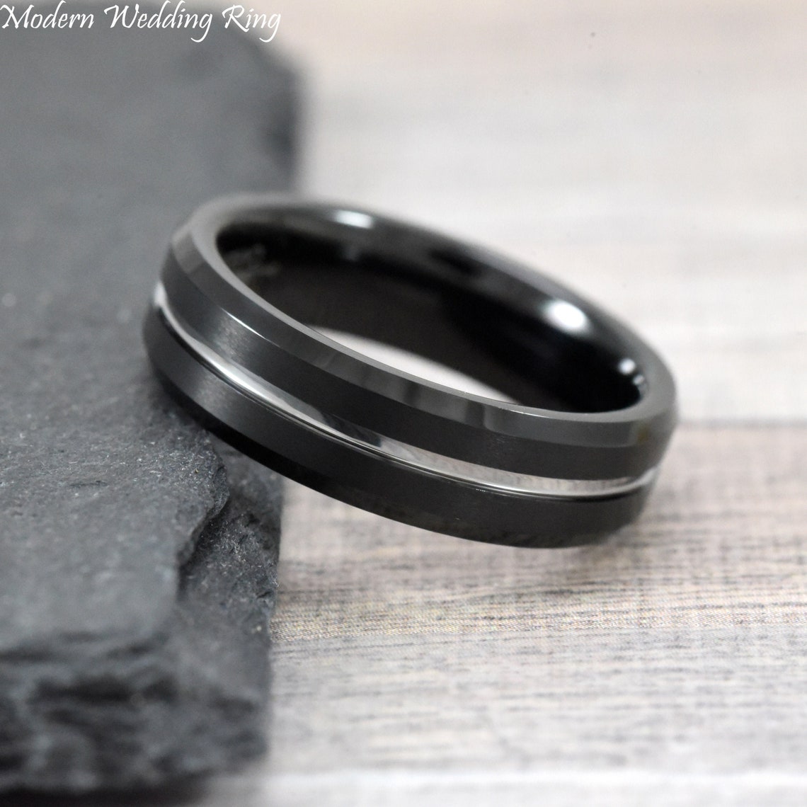 Two Tone Ring Mens Engraved Ring 6mm Mens Wedding Band Mens - Etsy