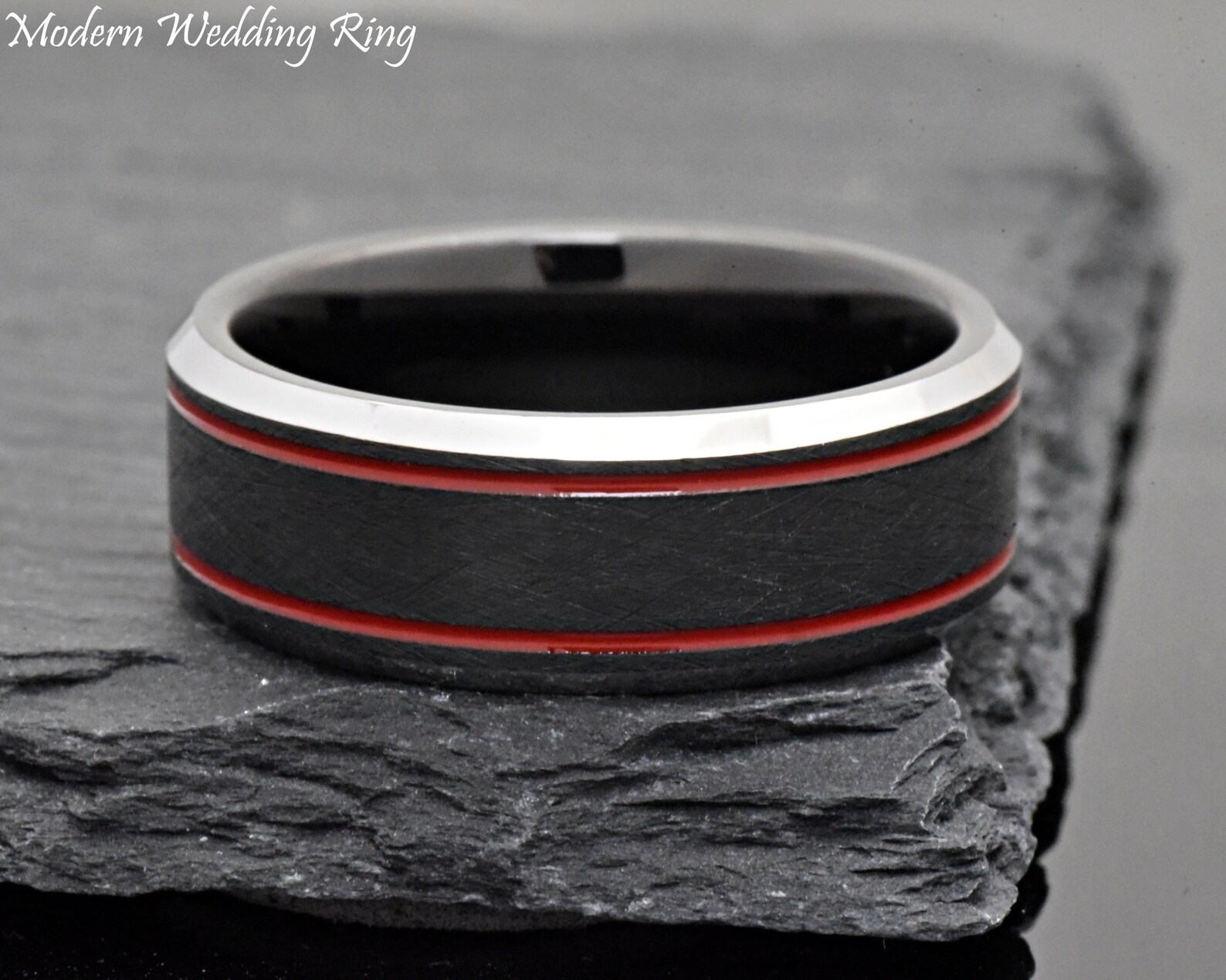 Red Tungsten Ring Men's Tungsten Wedding Band Men's - Etsy