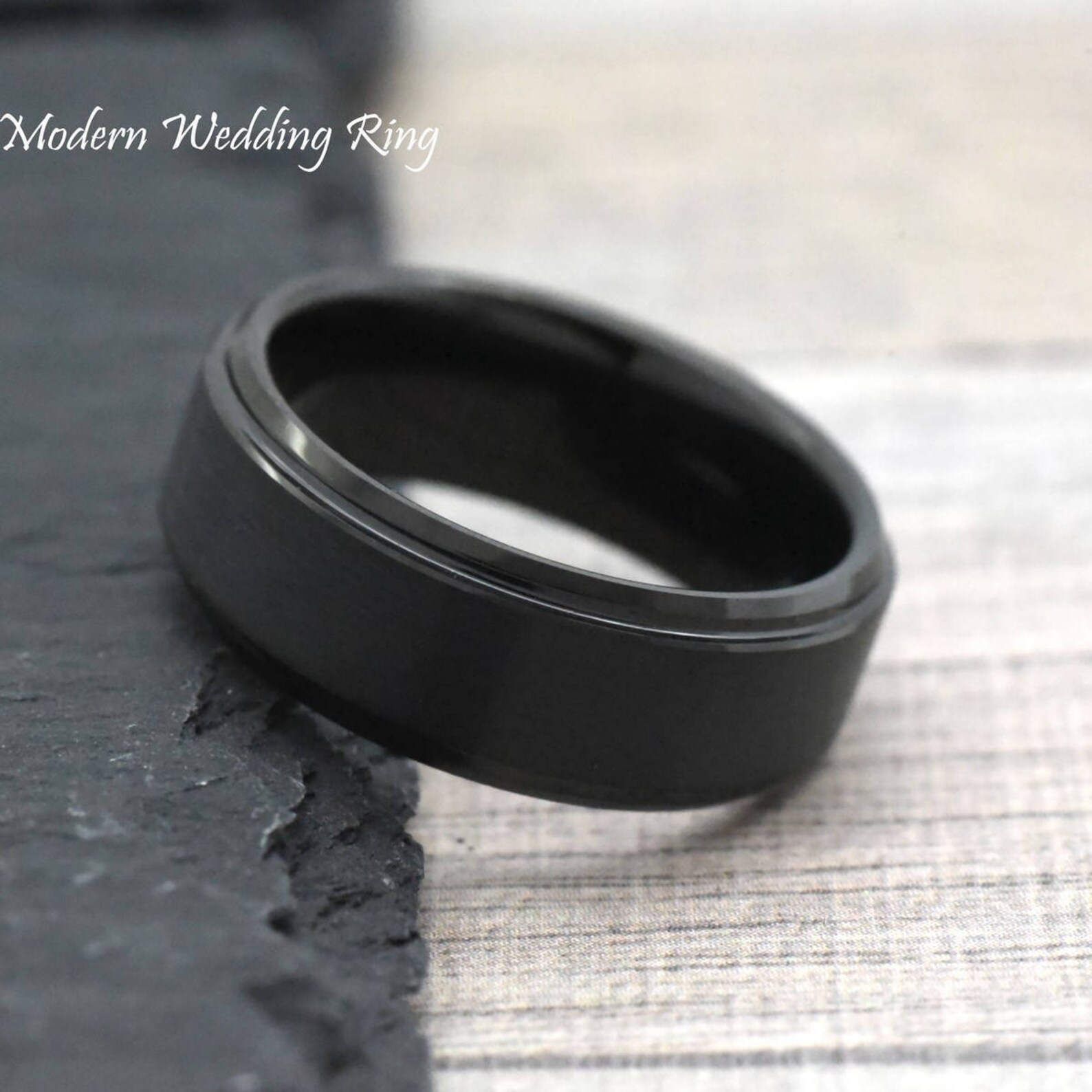 Dark Grey Wedding Band Gunmetal Color Men's Wedding Band - Etsy