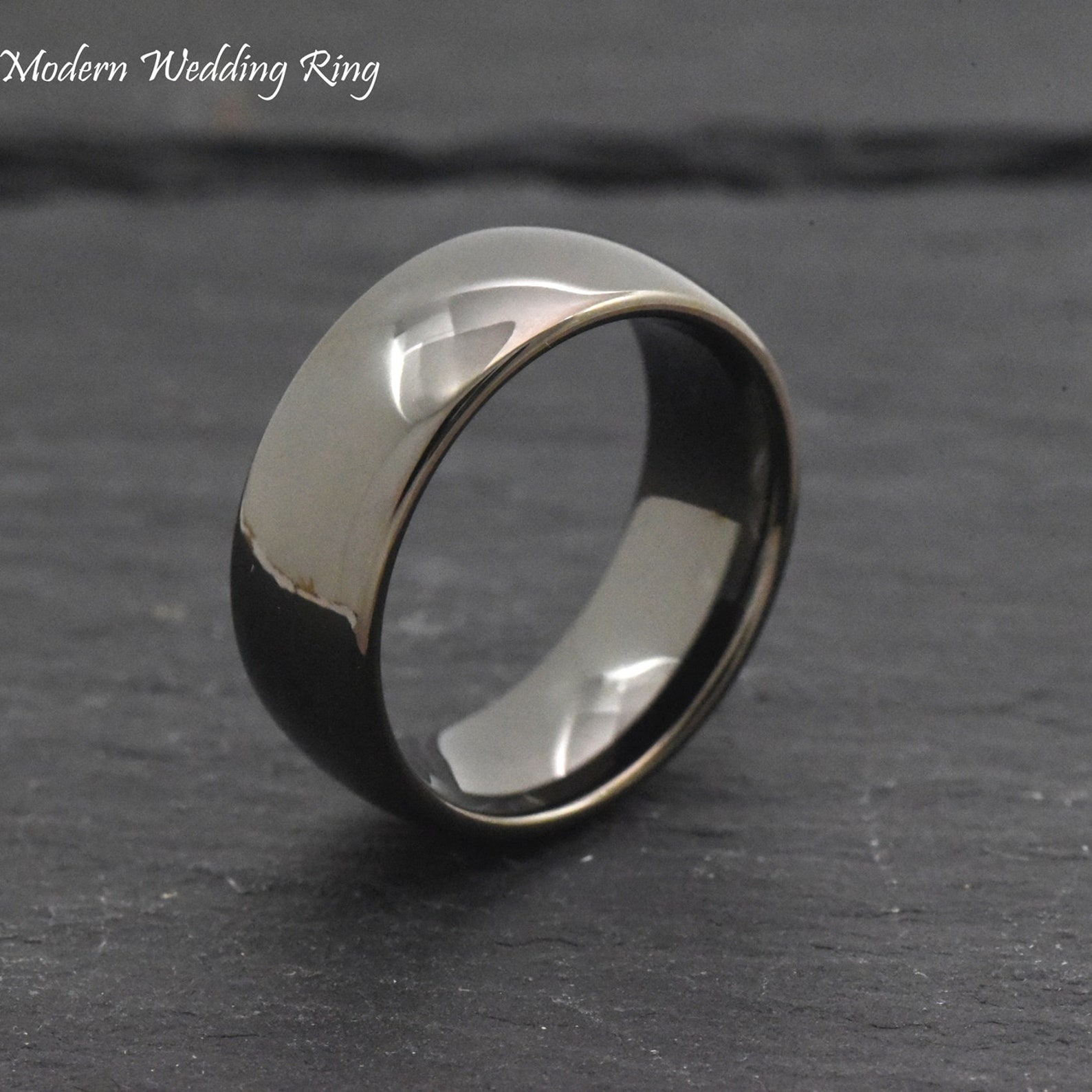 6mm Dome Wedding Ring, Classic Gunmetal Tungsten Dome Wedding Band, Men ...