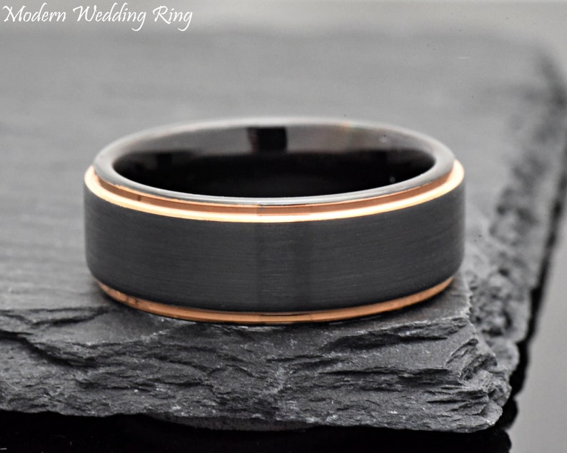 Promise Ring Mens Promise Ring Rose Gold Mens Ring Black - Etsy