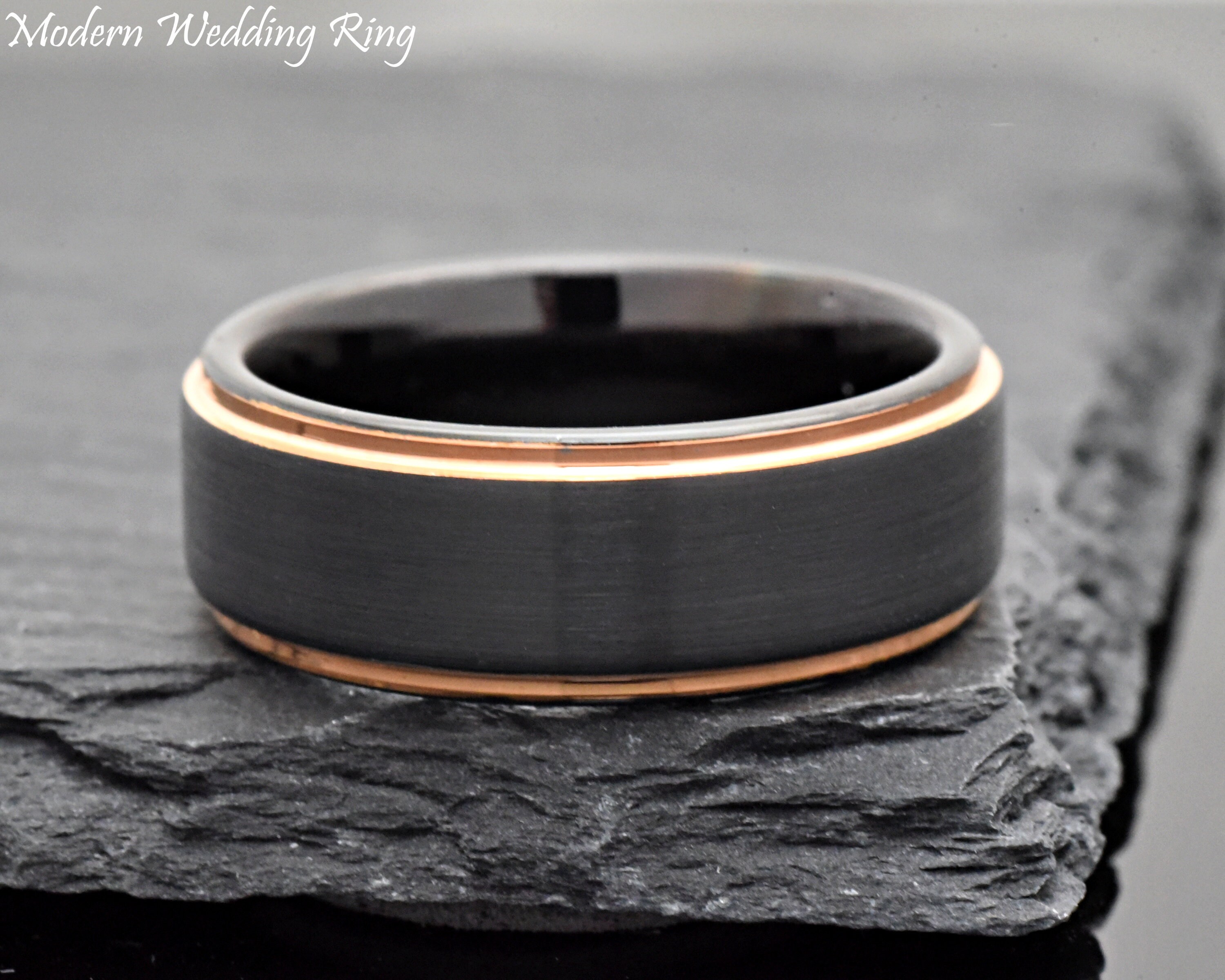 Promise Ring Mens Promise Ring Rose Gold Mens Ring Black - Etsy