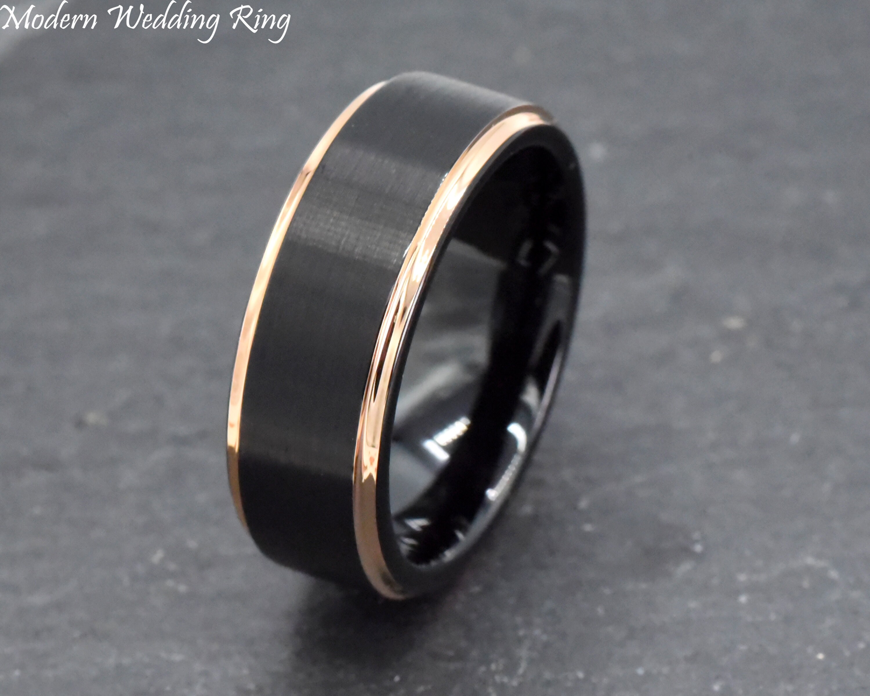 Promise Ring Mens Promise Ring Rose Gold Mens Ring Black - Etsy