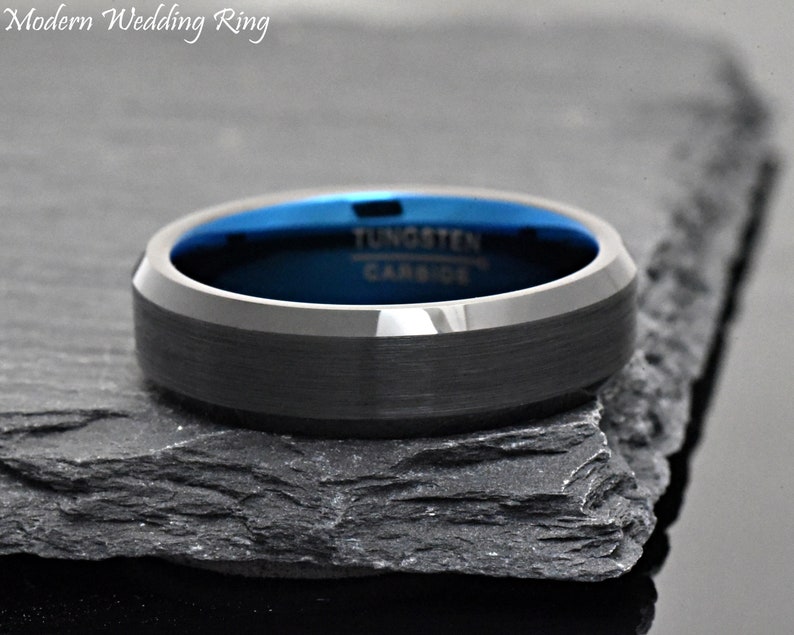 Mens & Womens 6mm Wedding Ring Black Blue Male Ring Male - Etsy