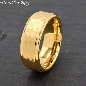 Men's Tungsten Ring, Hammered Tungsten Wedding Band, Men's Tungsten ...