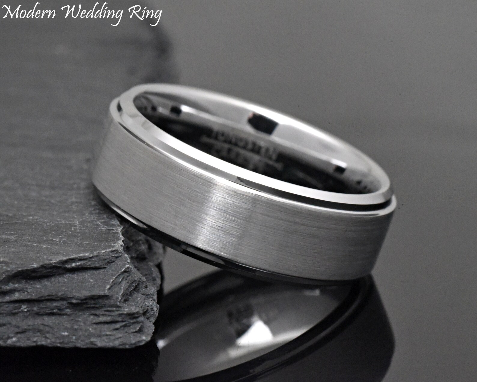Dark Grey Wedding Band Gunmetal Color Men's Wedding Band - Etsy