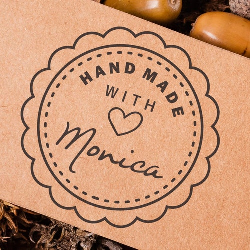 Handmade With Love Rubber Stamp Custom Handmade by - Etsy