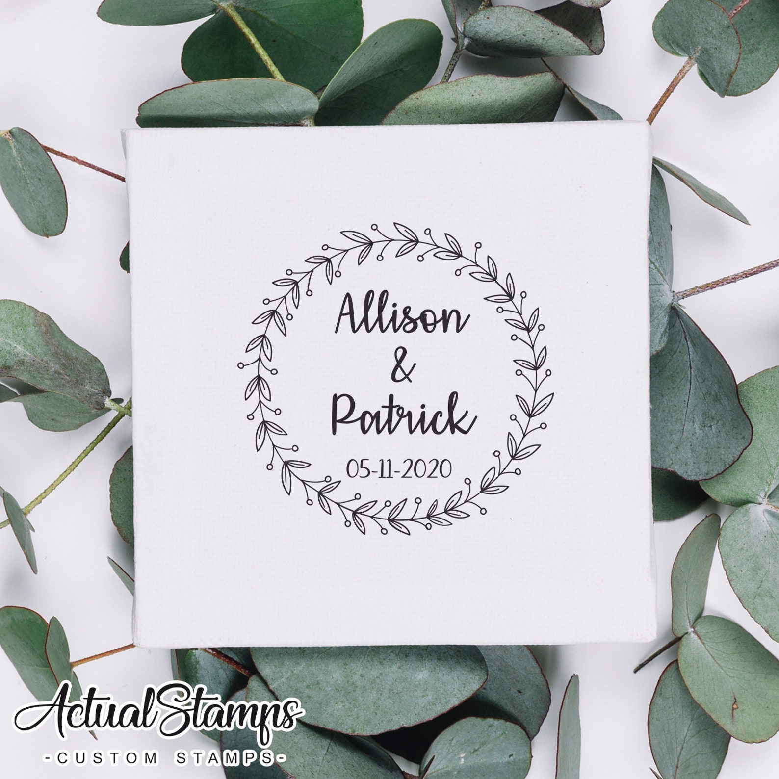 Custom Wedding Stamps WEDDING STAMP Laurel Customize Stamp | Etsy