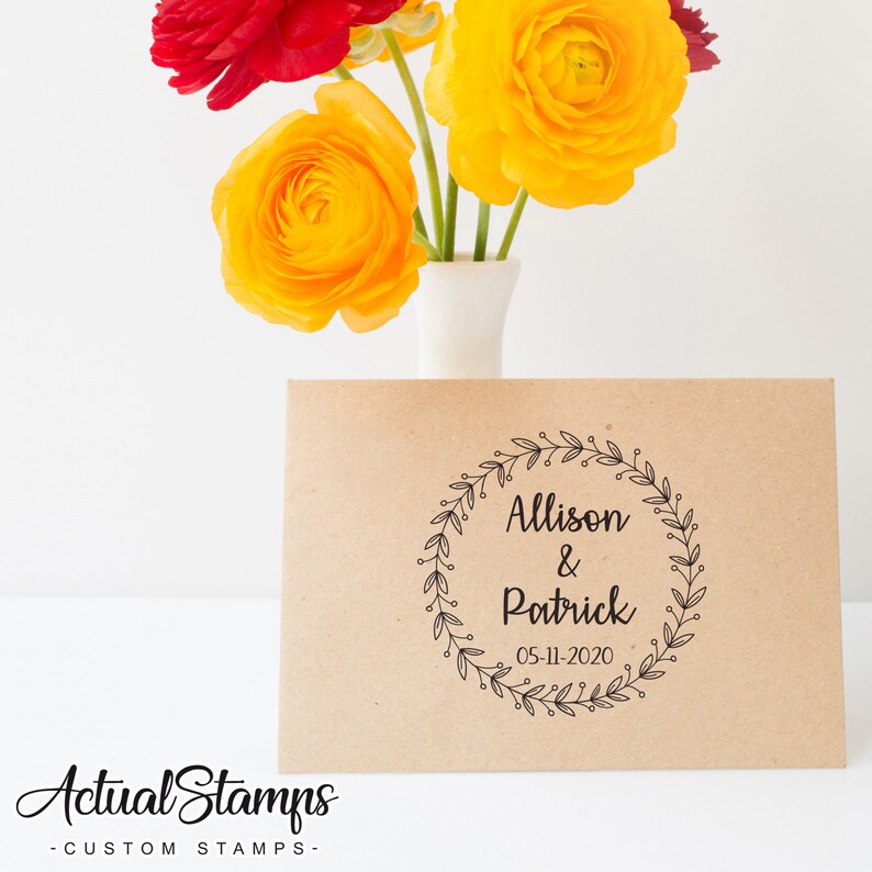 Custom Wedding Stamps WEDDING STAMP Laurel Customize Stamp | Etsy