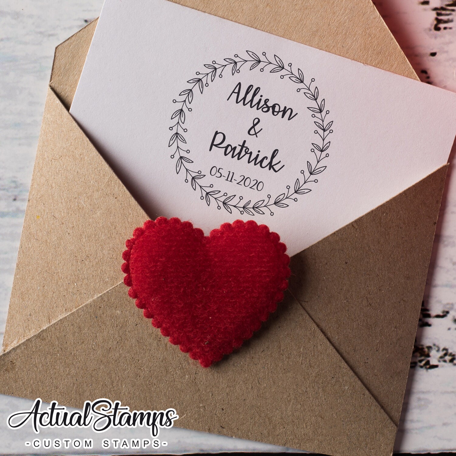 Custom Wedding Stamps WEDDING STAMP Laurel Customize Stamp | Etsy