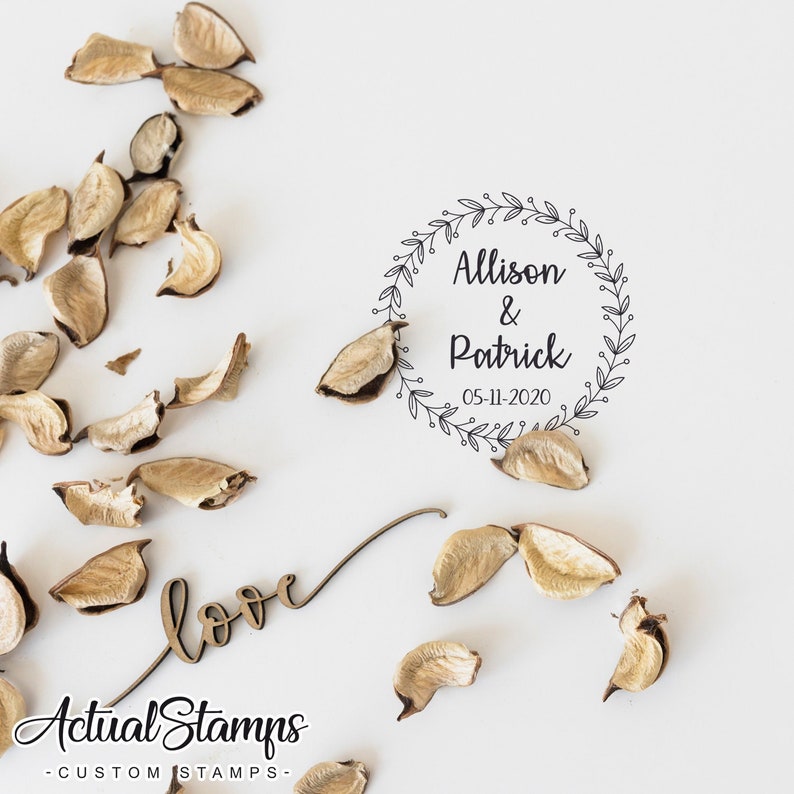 Custom Wedding Stamps WEDDING STAMP Laurel Customize Stamp - Etsy