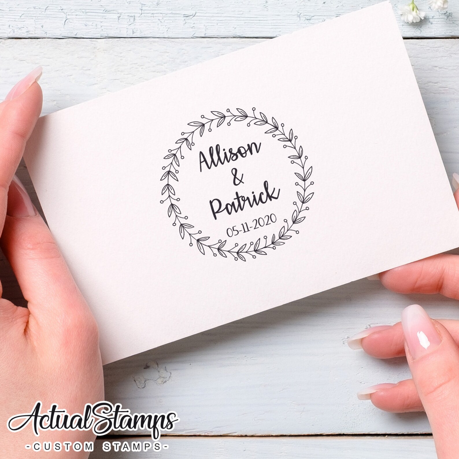 Custom Wedding Stamps WEDDING STAMP Laurel Customize Stamp | Etsy