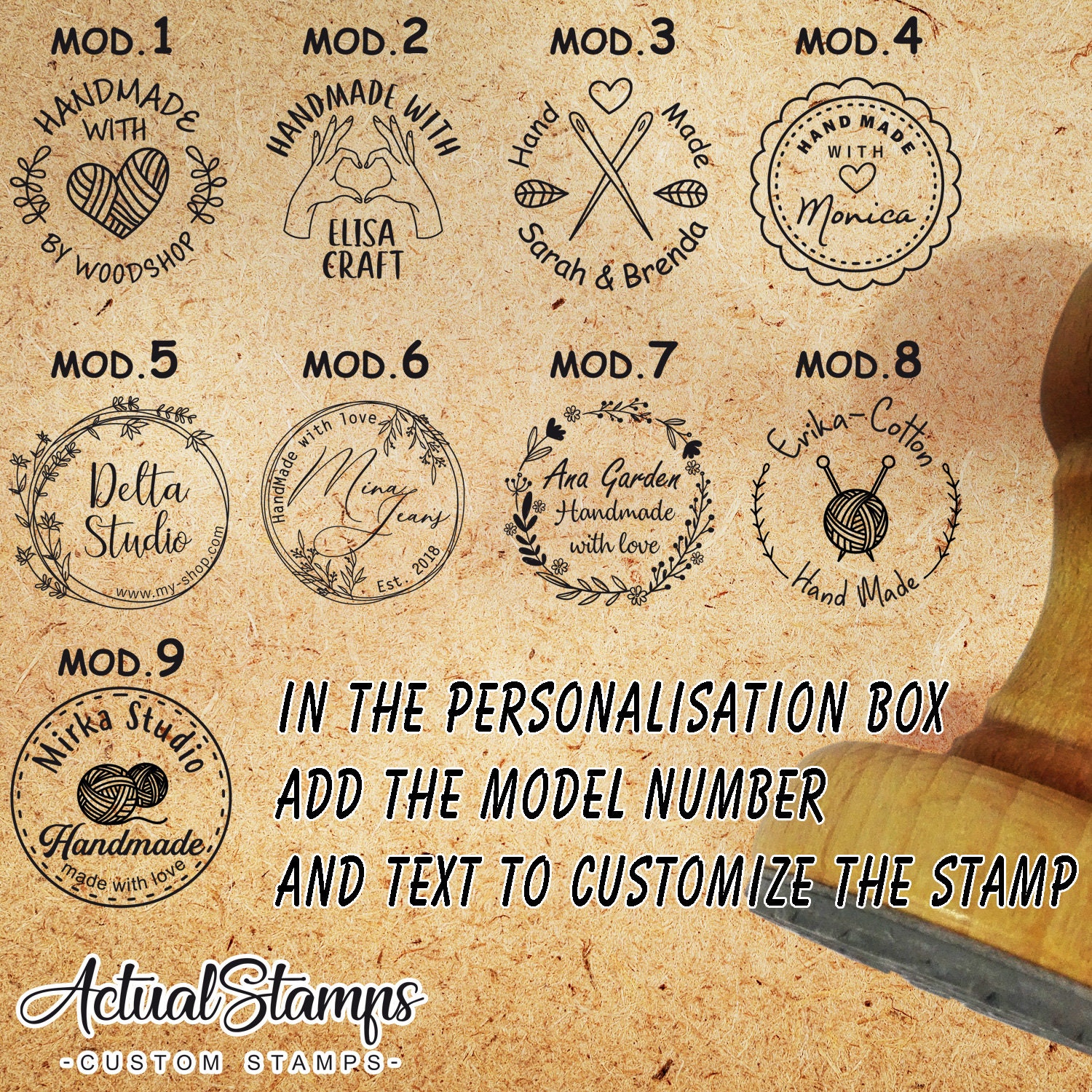 Custom Made With Love Stamp Rubber Stamp Handmade by Stamp - Etsy