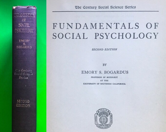 Rare 1931 Fundamentals of Social Psychology by Emory Bogardus Vintage ...