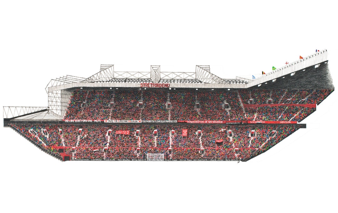 THE STRETFORD END, Old Trafford, Home of Manchester United - Etsy