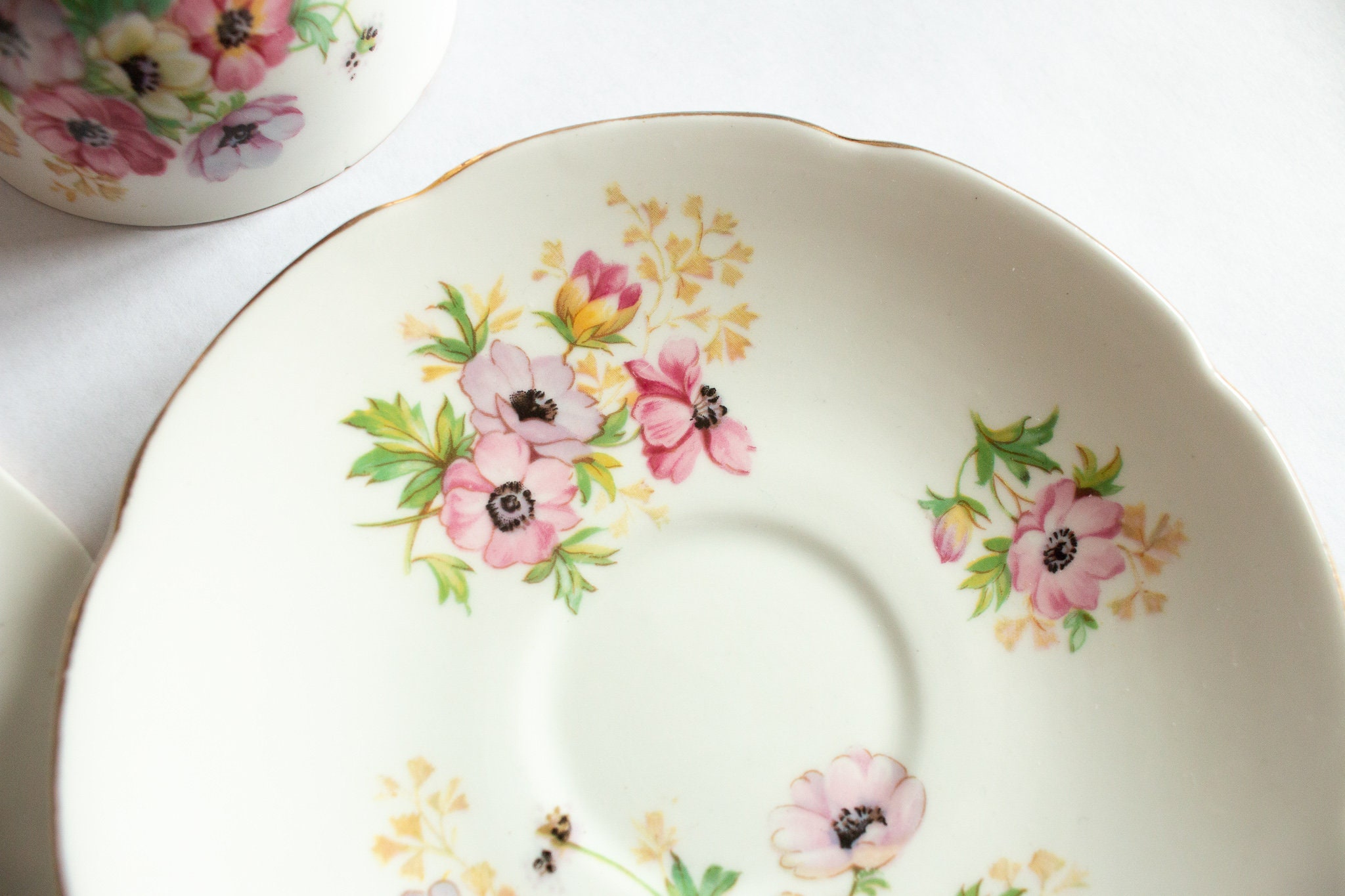 Stanley Fine Bone China Teacup Trio With Floral Detail | Etsy