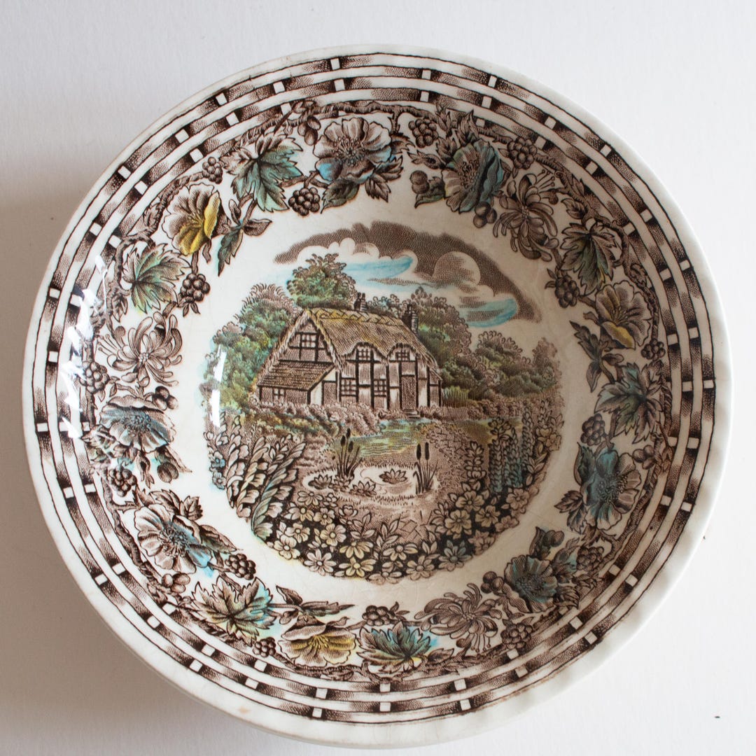Barratts Staffordshire 'cottage Garden' Brown Transferware Cereal or ...