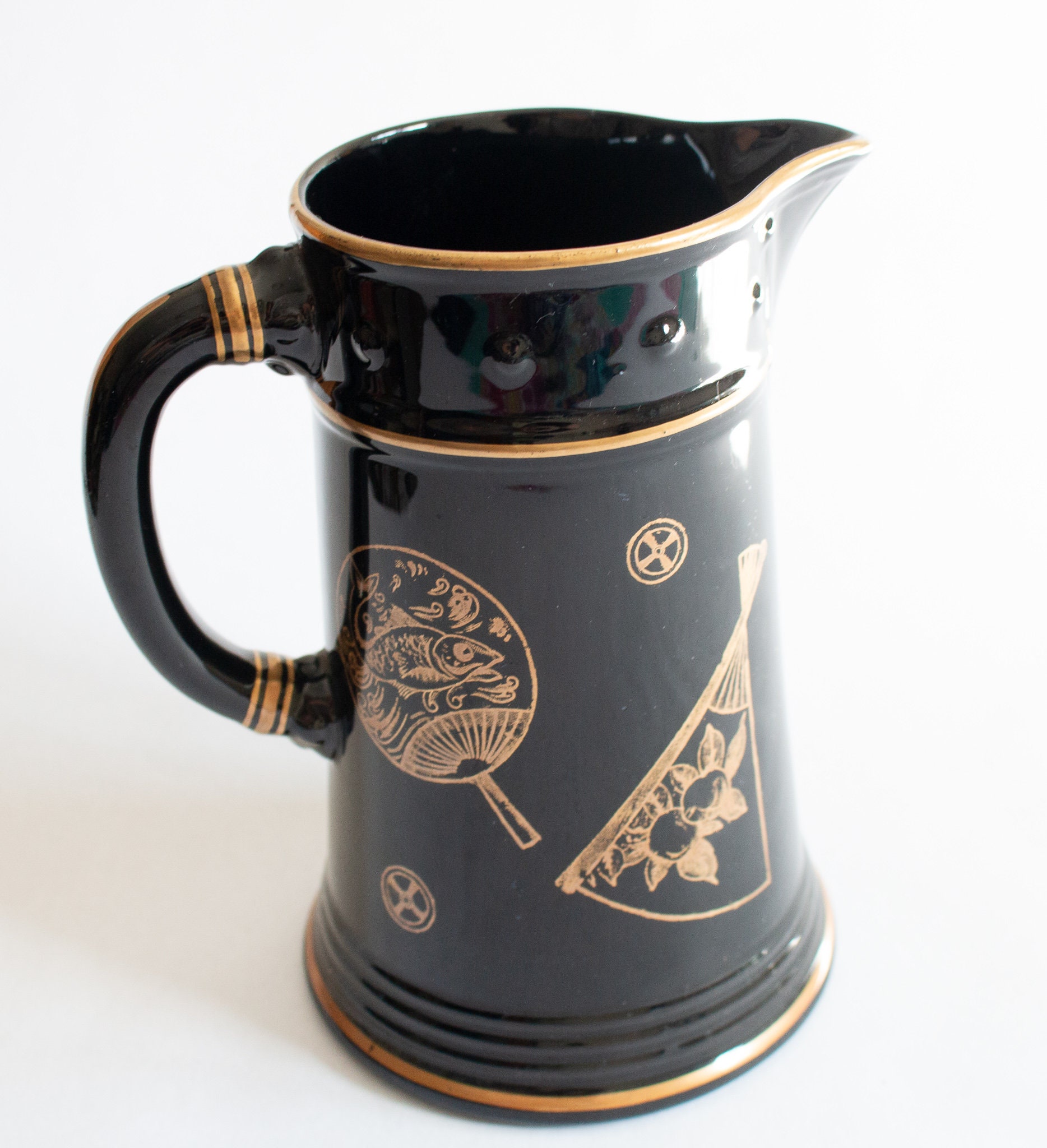 Antique Jackfield Type Black and Gold Jug Vintage Black Jugs | Etsy