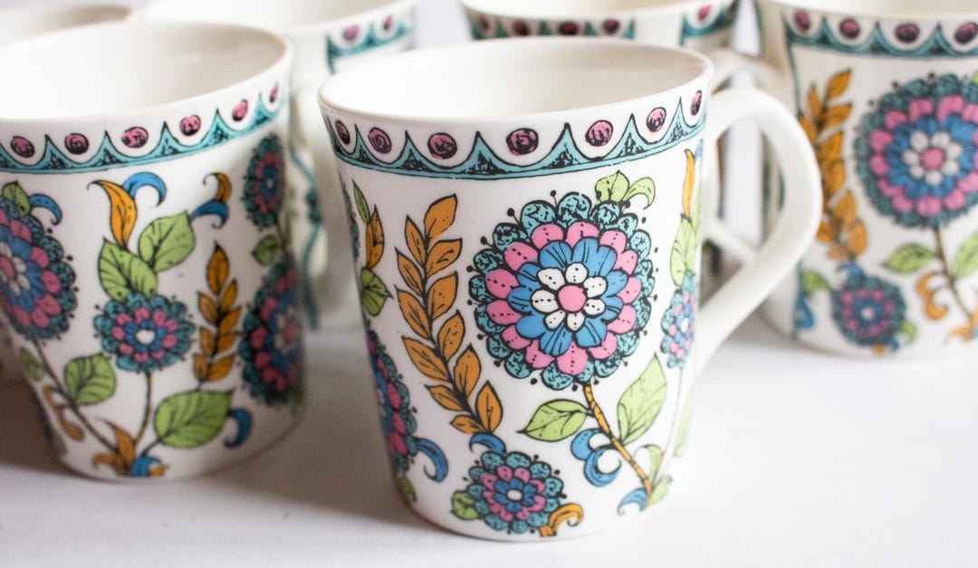 Elizabethan Bone China 'tara' Pattern Coffee Cups or Mugs (6), Retro ...