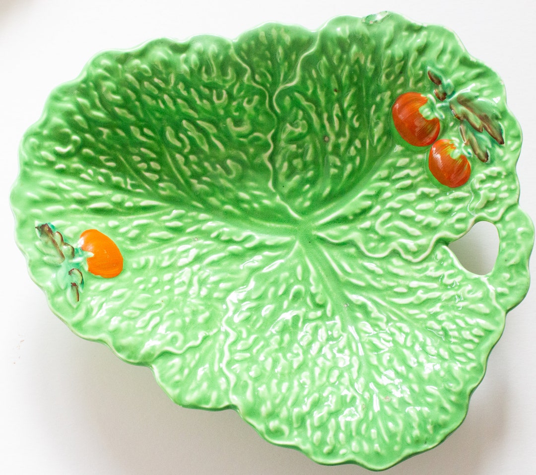 Vintage Beswick Ware Green Majolica Leaf Tomato Serving Dish, Vintage ...