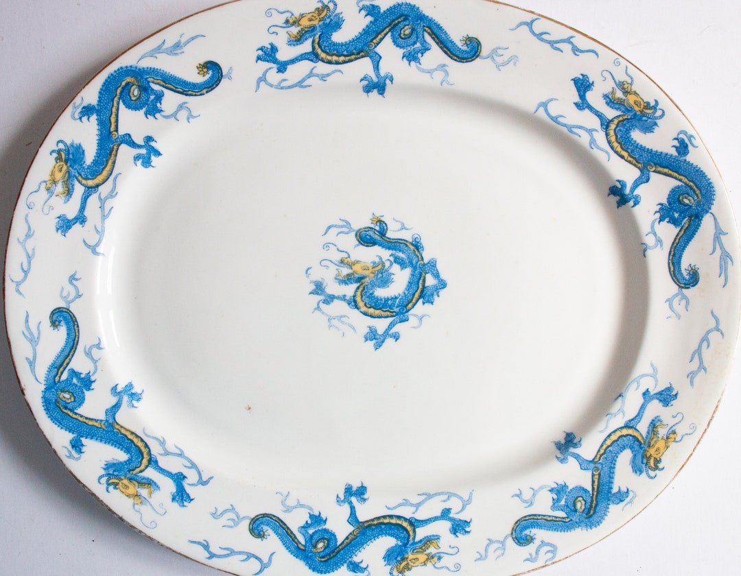 Salon China 'dragon' Pattern Blue and Yellow Small Blue and White ...