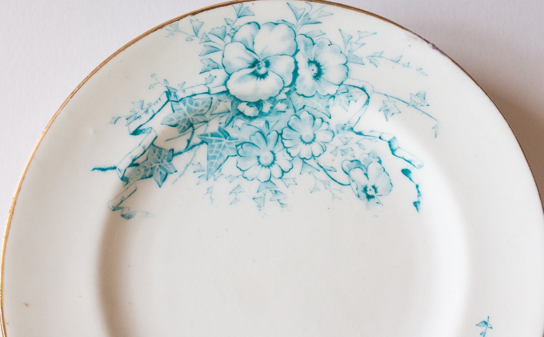 Allertons England 'pansy' Pattern Blue and White 7" Side Plates (4 ...
