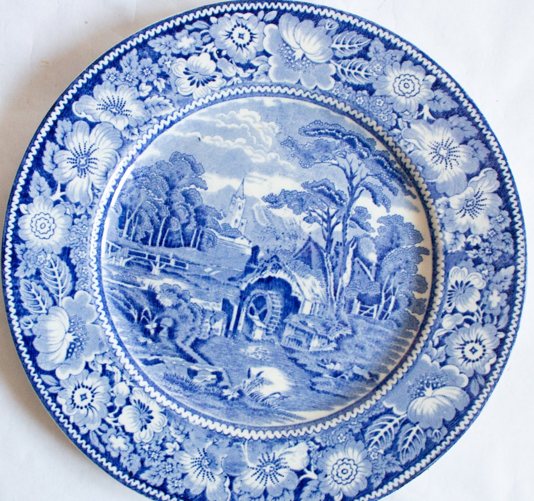 W. R. Midwinter Ltd. 'rural England' Pattern Blue and White ...