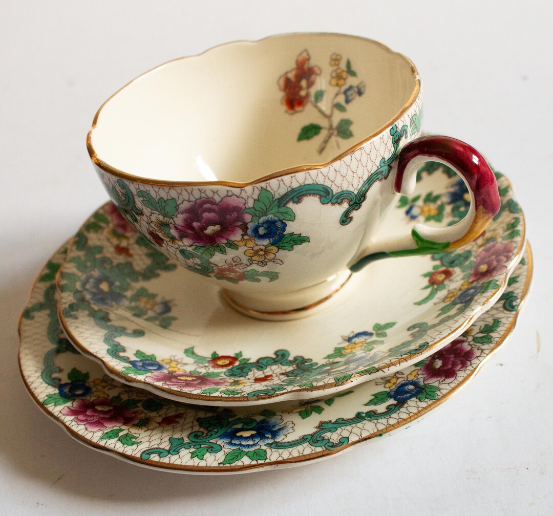 Royal Cauldon 'victoria' Pattern Floral Teacup Trio, Vintage Teatime - Etsy