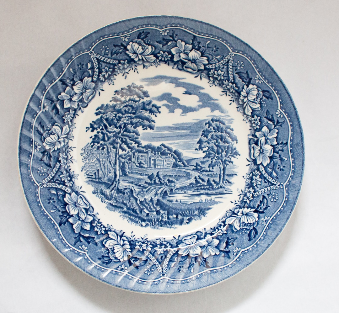 Vintage 'old Castle' Pattern Blue and White Transferware 9 " Plates (4 ...
