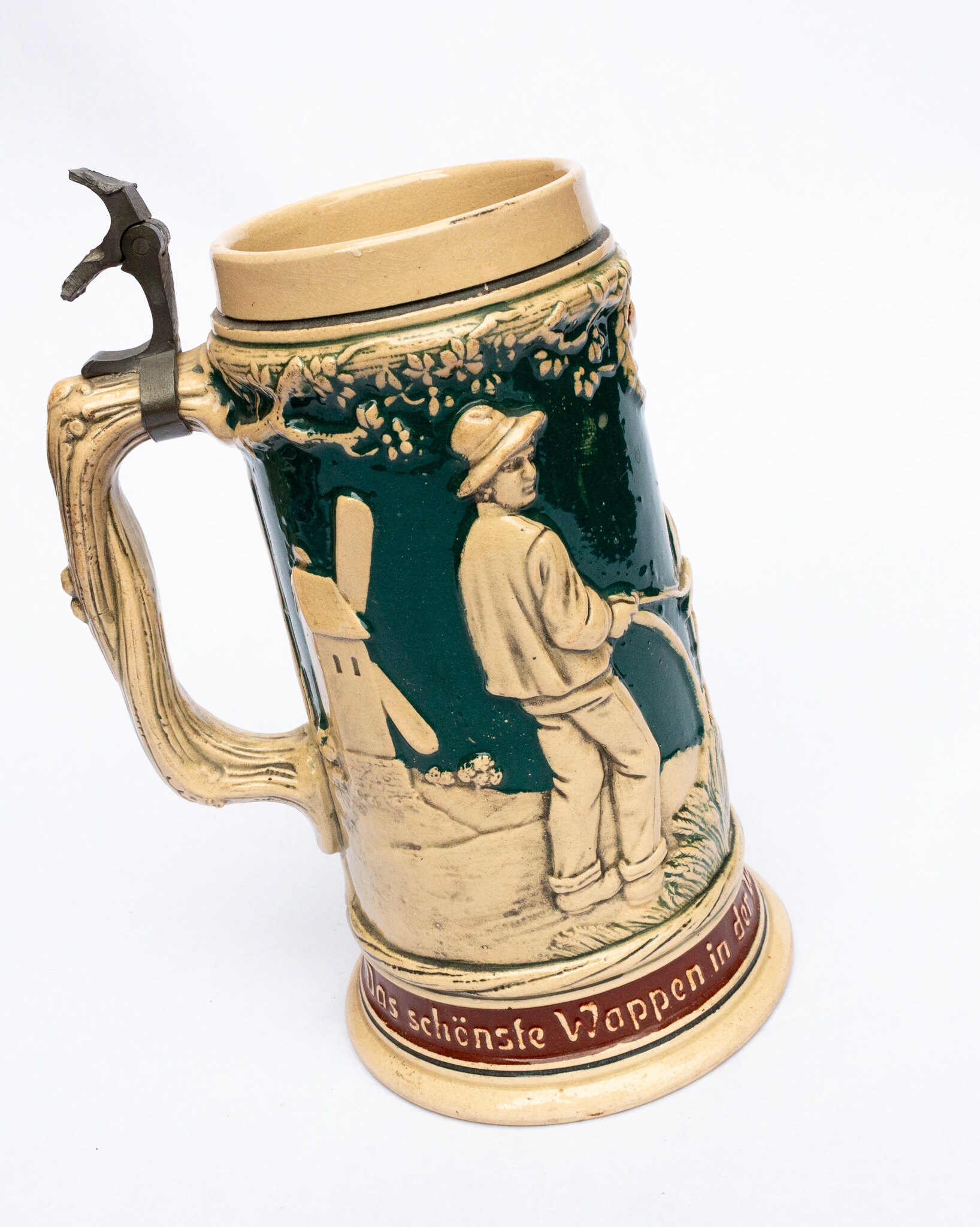 Vintage German Beer Stein Tankard With Hinged Pewter Lid, Vintage Beer ...