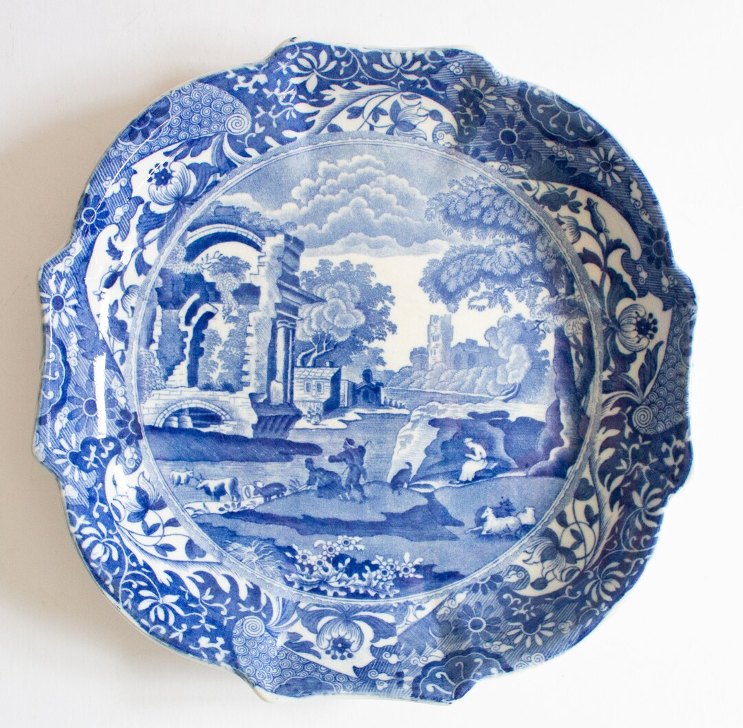Spode 'italian' Blue and White Transferware Devonia Shape Shallow Dish ...