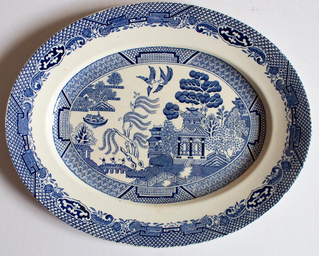 Barratt's Staffordshire 'willow' Pattern Small Blue and White ...