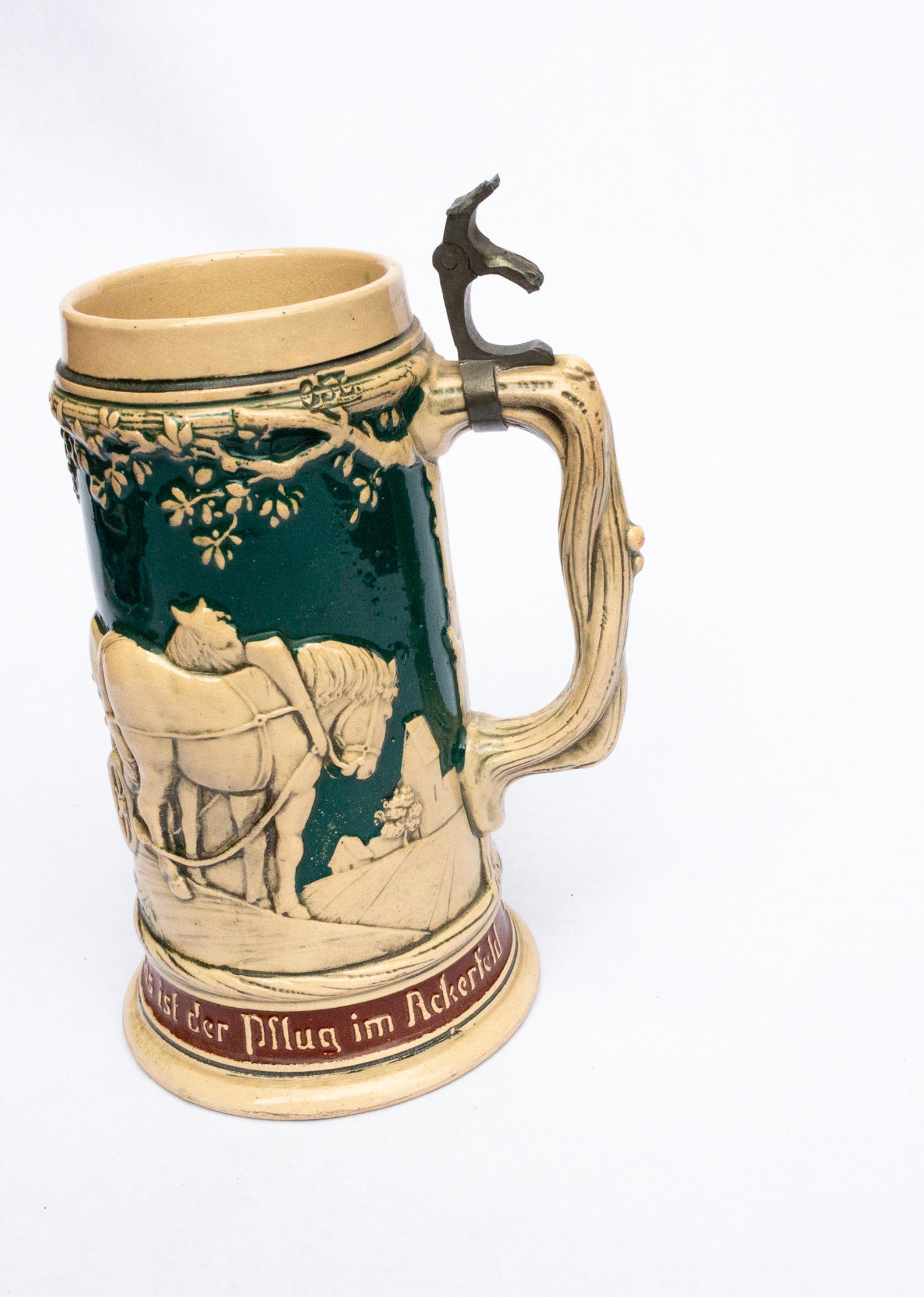 Vintage German Beer Stein Tankard With Hinged Pewter Lid, Vintage Beer ...